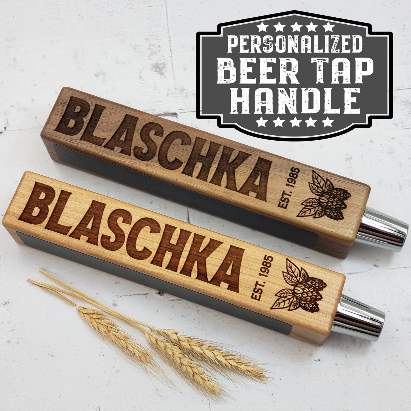 Laser Engraved Tap Handles for Your Home Bar or Kegerator