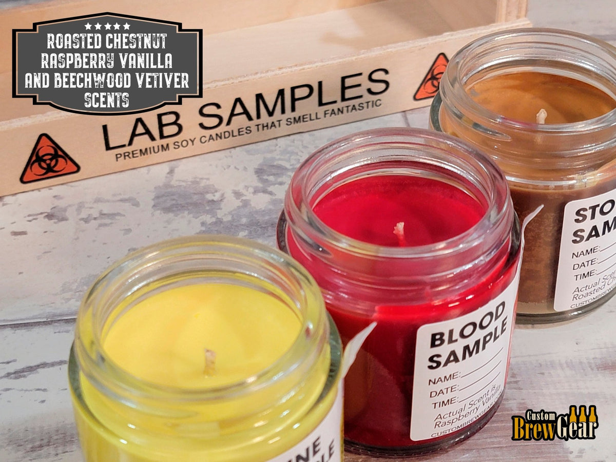 Medical Lab Sample Candles Gift Set in Wooden Crate