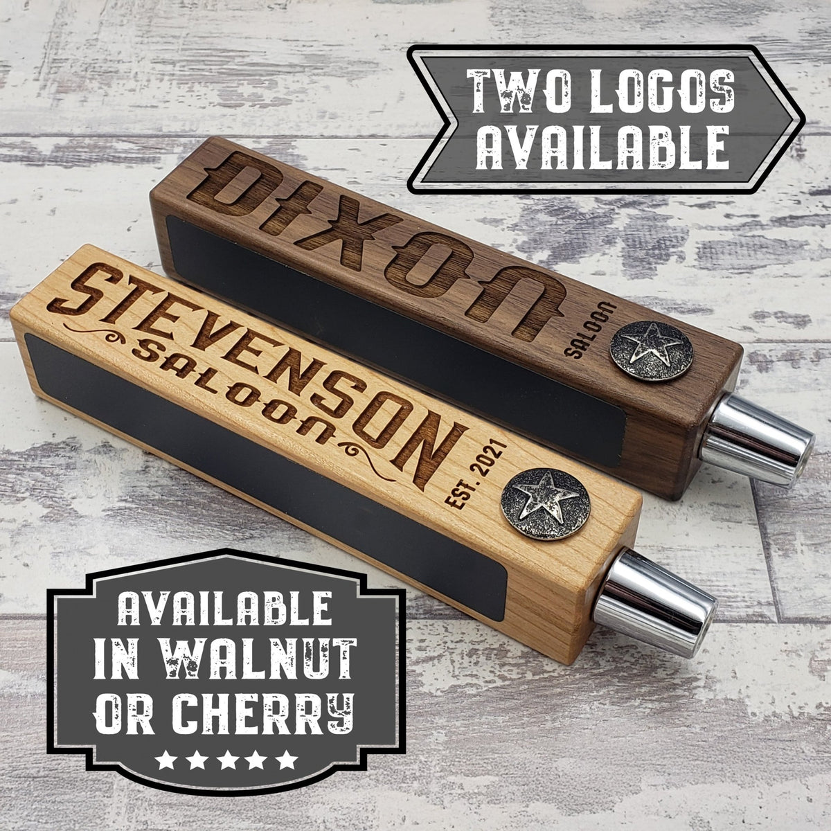 Laser Engraved Tap Handles for Your Home Bar or Kegerator