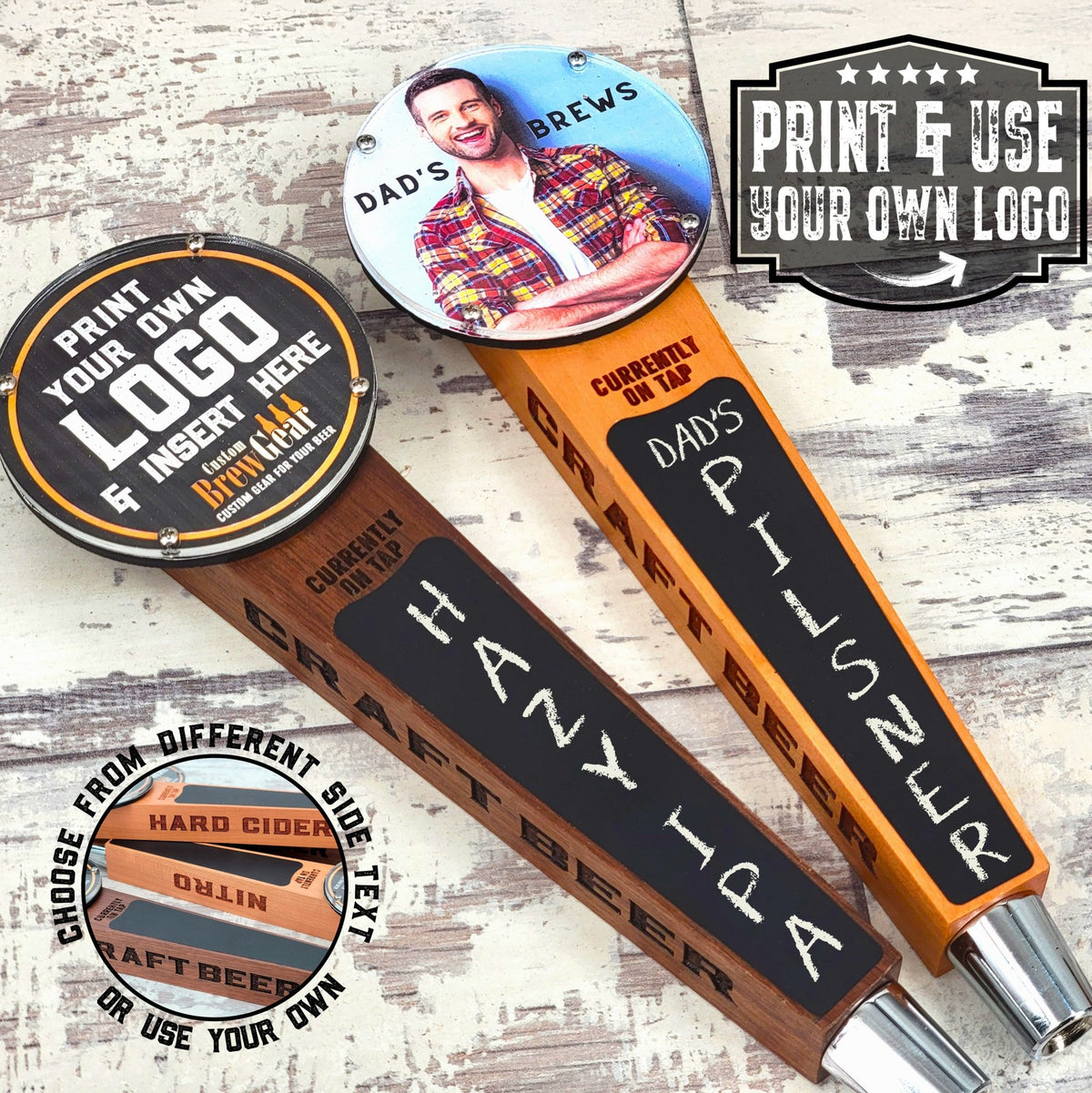 Tap Handle with Changeable Logo and Sides